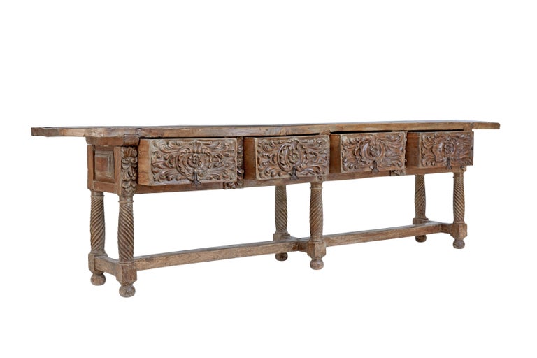 Impressive 17th Century and Later Elm and Chestnut Spanish Dresser Base ...