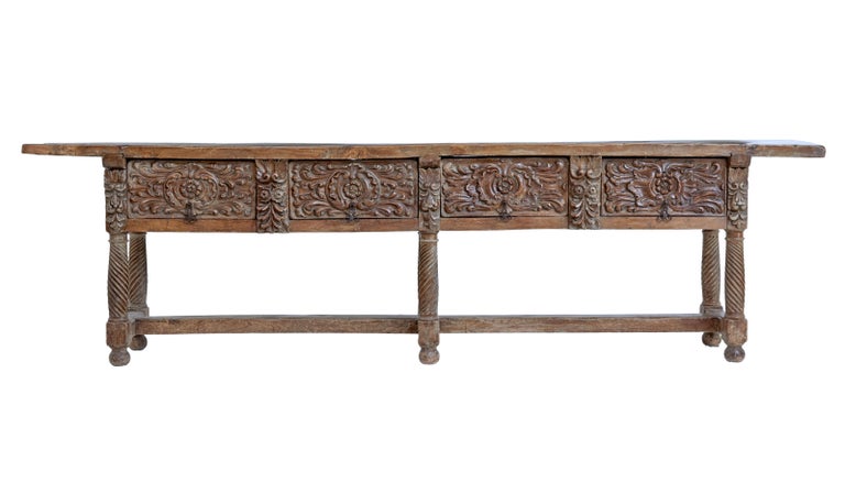 Impressive 17th Century and Later Elm and Chestnut Spanish Dresser Base ...