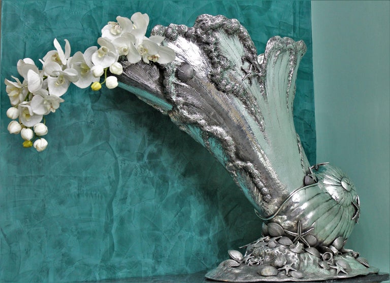 Impressive 20th Century Silver Marine Shell Cornucopia Sculpture Italy ...