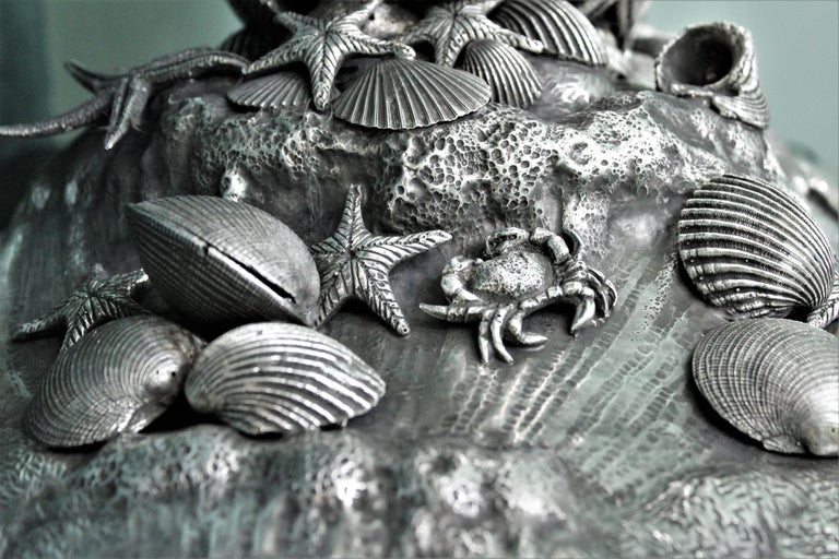 Impressive 20th Century Silver Marine Shell Cornucopia Sculpture Italy ...