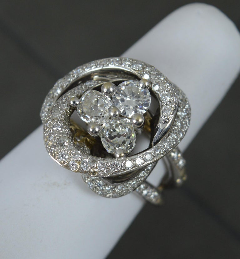Impressive 2.5ct Diamond and 18ct Gold Heavy Cluster Ring For Sale at ...