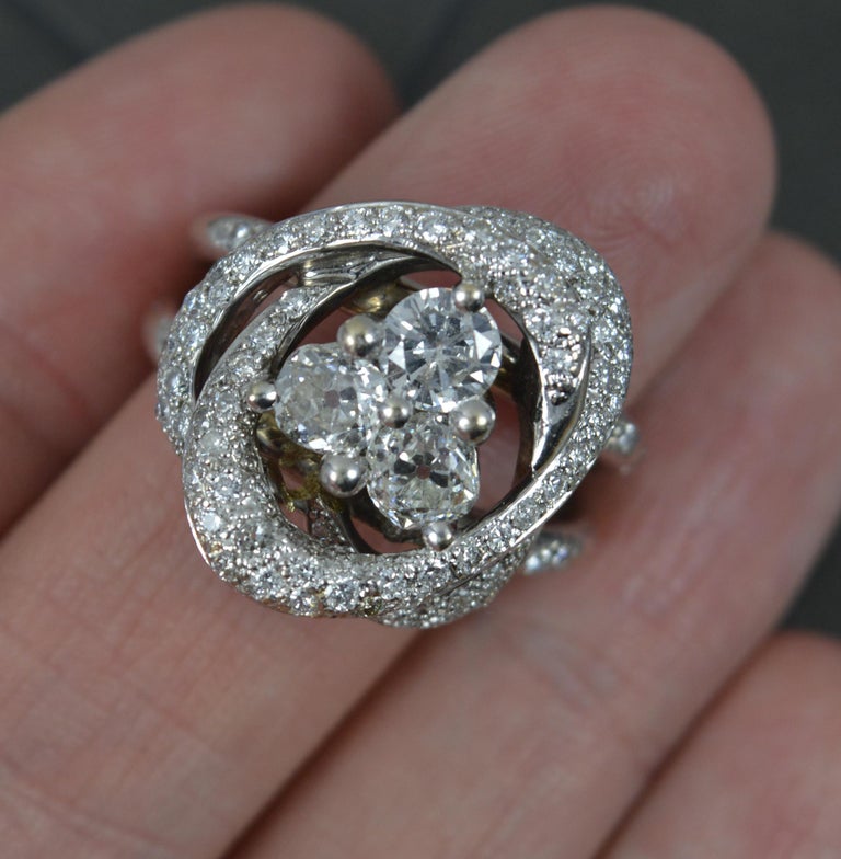 Impressive 2.5ct Diamond and 18ct Gold Heavy Cluster Ring For Sale at ...