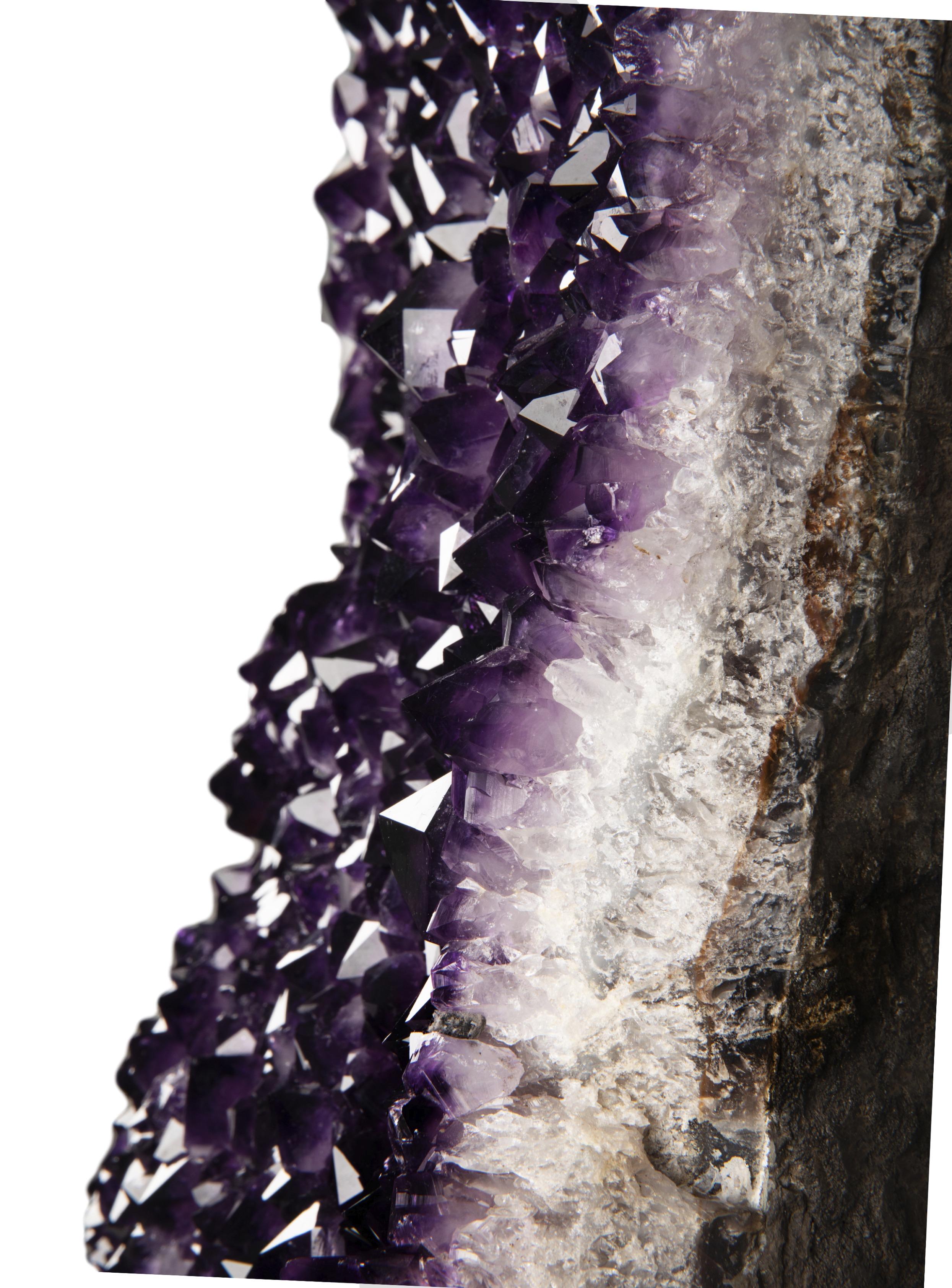 Impressive Amethyst Pillar with White Quartz Section on Metal Stand For ...