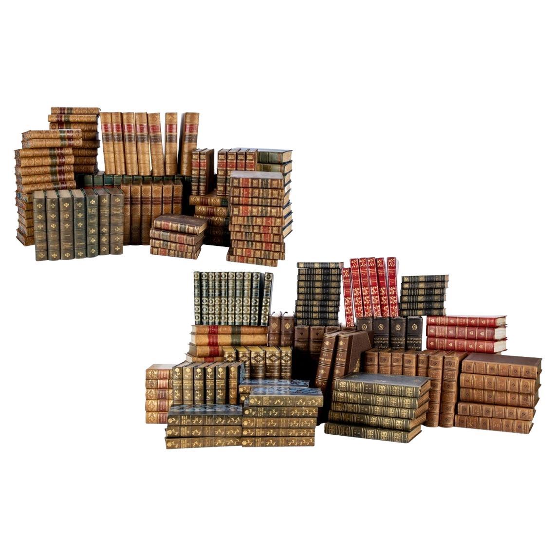 Scandinavian Antique Leather-Bound Books, 2000 Books in Brown And Red ...