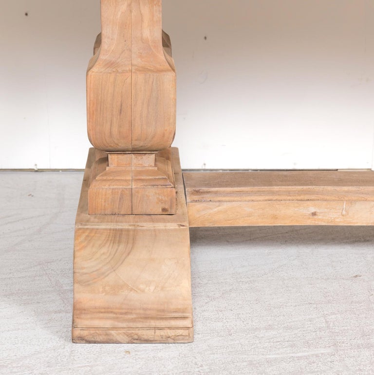 Impressive Antique French Bleached Walnut Trestle Dining Table with ...