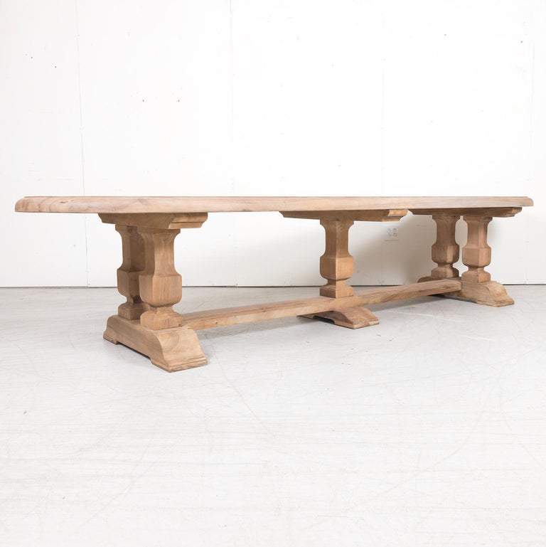 Impressive Antique French Bleached Walnut Trestle Dining Table with ...
