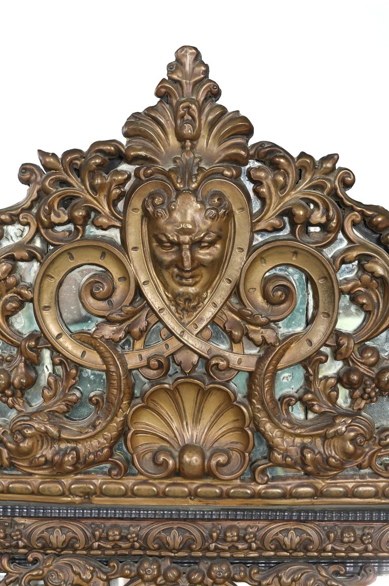 Impressive Baroque Style / Brass Embossed Beveled Wall Mirror For Sale ...