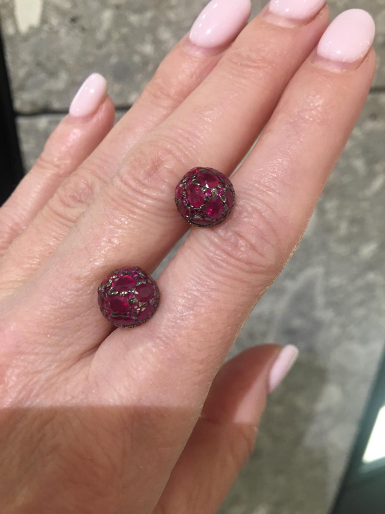 Impressive Blue Ruby Diamond Yellow Gold Earrings For Sale (Free ...