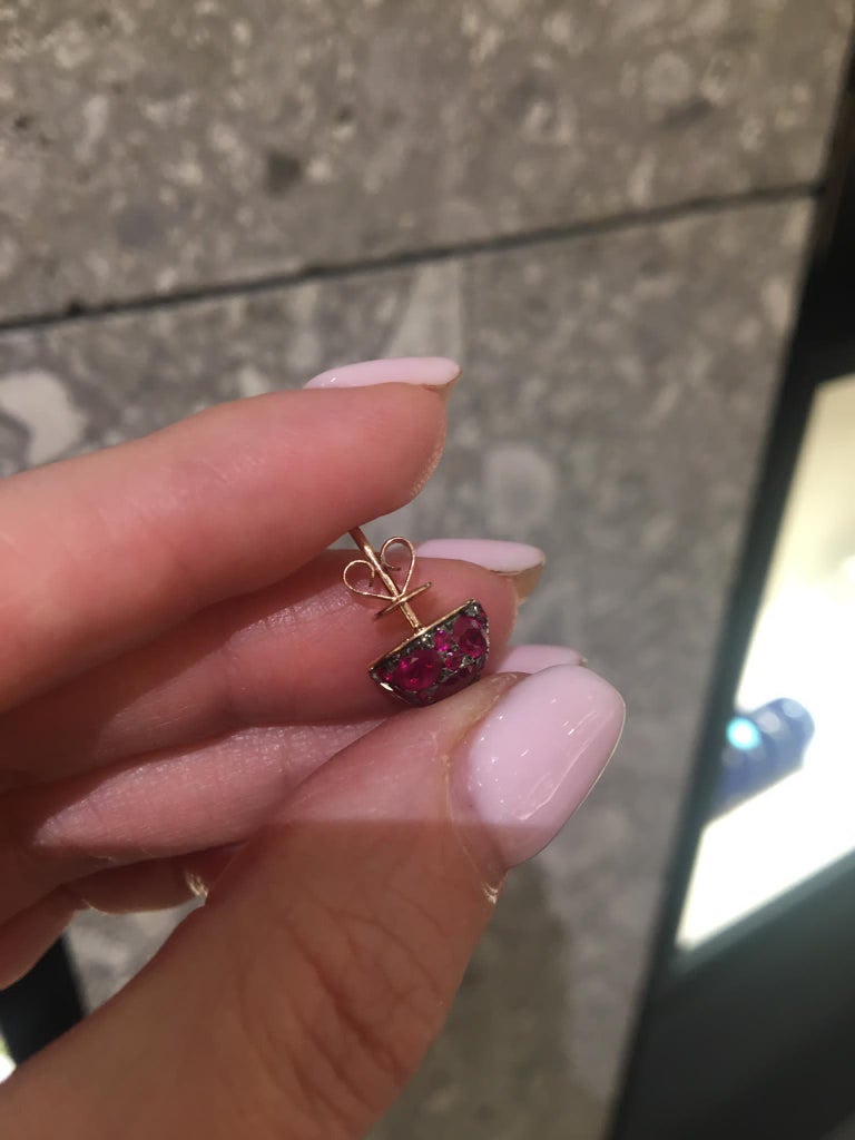 Impressive Blue Ruby Diamond Yellow Gold Earrings For Sale (Free ...