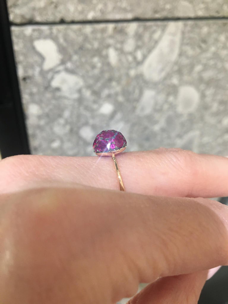 Impressive Blue Ruby Diamond Yellow Gold Earrings For Sale (Free ...