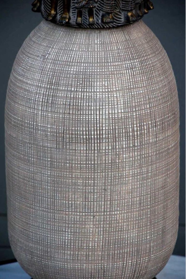 Impressive Ceramic and Gilt Bronze Lamp by Reglor of Calif For Sale at ...