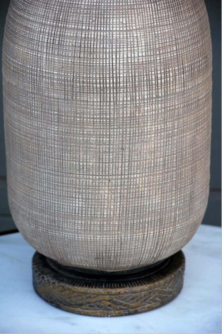 Impressive Ceramic and Gilt Bronze Lamp by Reglor of Calif For Sale at ...