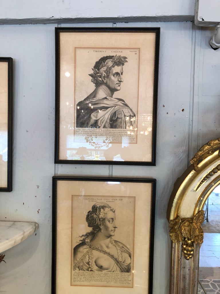 Impressive Collection of 8 Antique Etchings Portraits of Roman Leaders ...