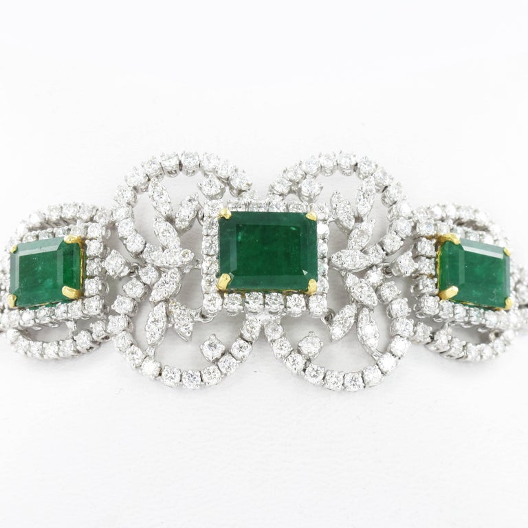 Impressive Emerald and Diamond Parure in White Gold at 1stDibs