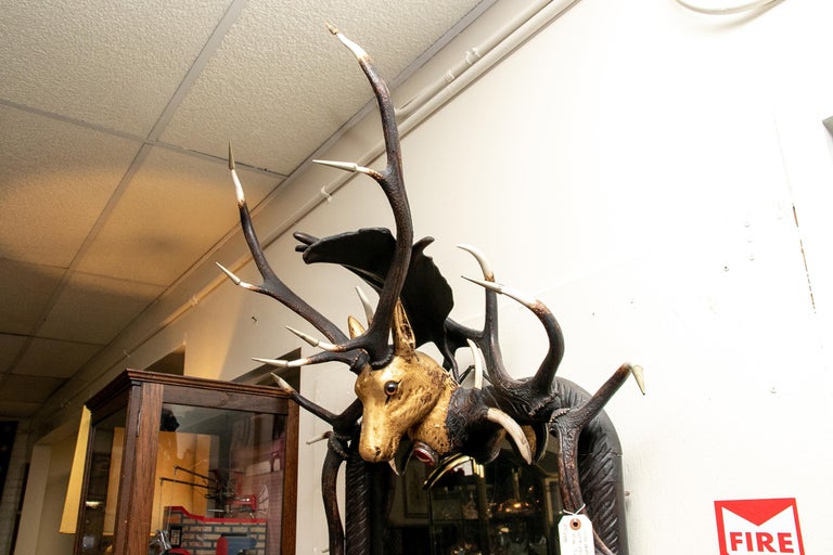 Impressive Figural Stag Head Mirror Garnished with Faux Antlers and ...