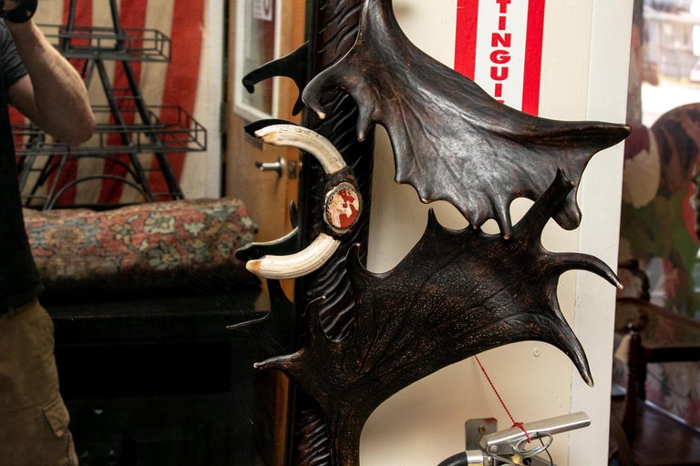 Impressive Figural Stag Head Mirror Garnished with Faux Antlers and ...