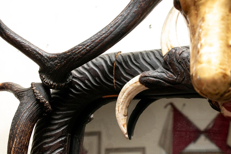 Impressive Figural Stag Head Mirror Garnished with Faux Antlers and ...