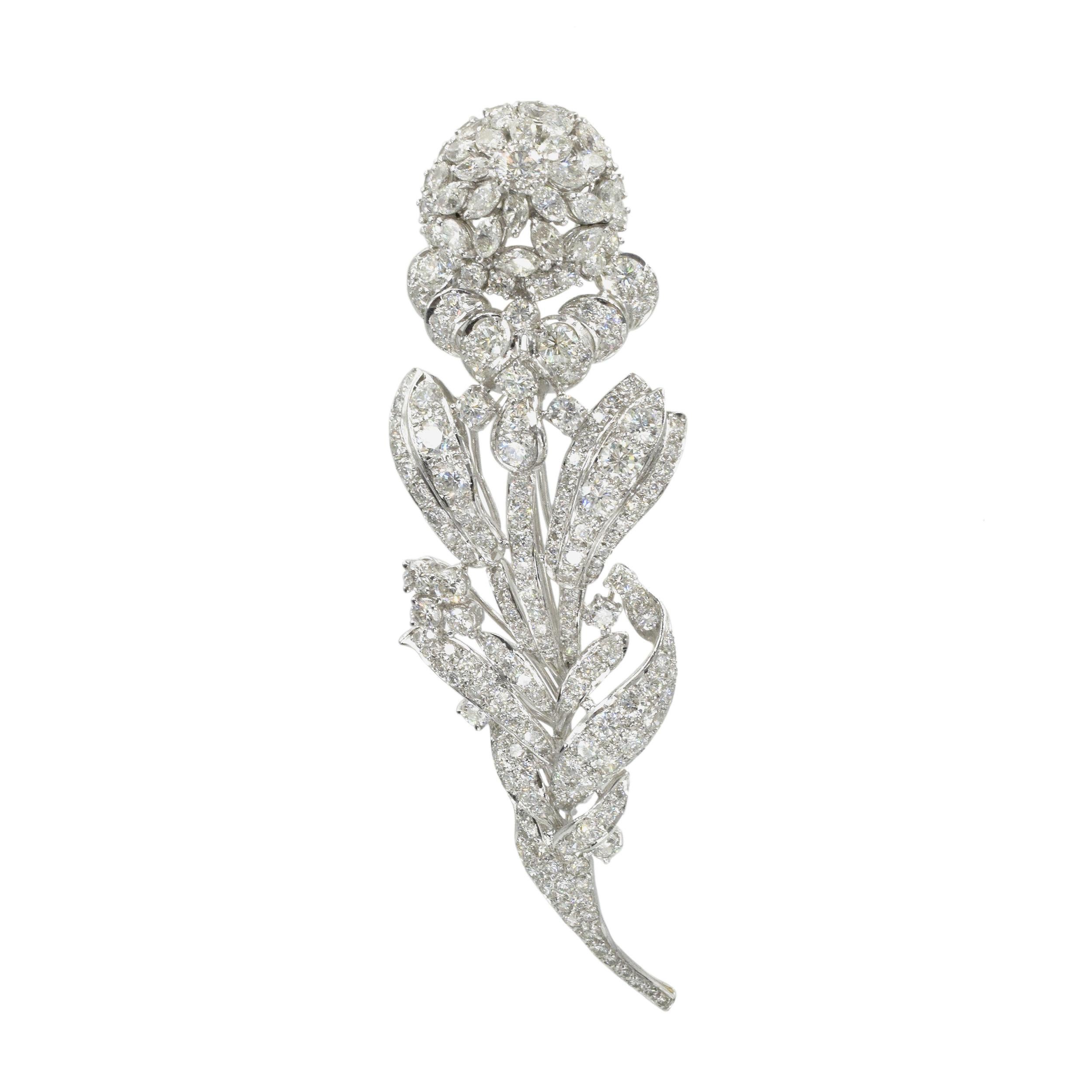 Impressive Flower Diamond Brooch For Sale at 1stDibs