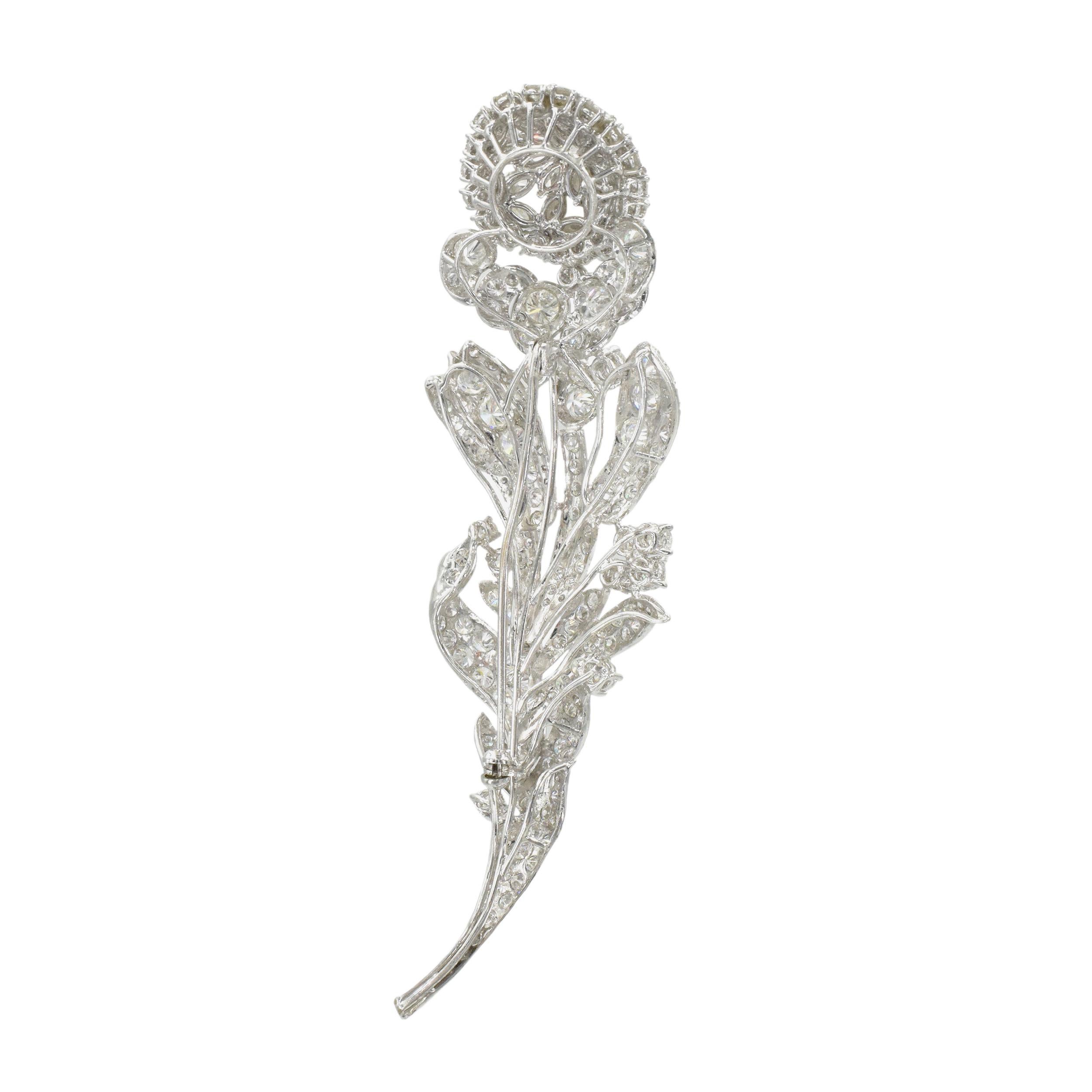 Impressive Flower Diamond Brooch For Sale at 1stDibs