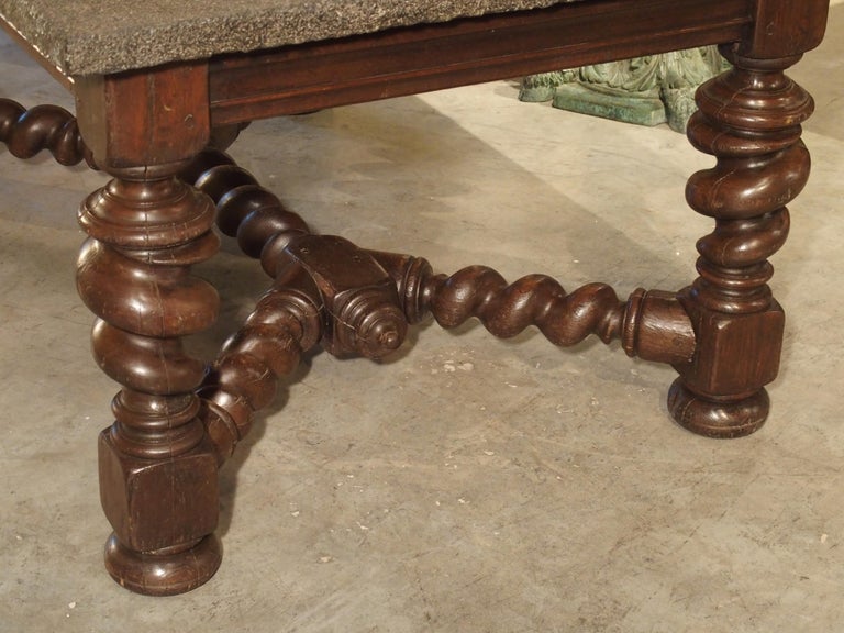 Impressive French Oak Table with Large Turned Legs and Bluestone Top, C ...