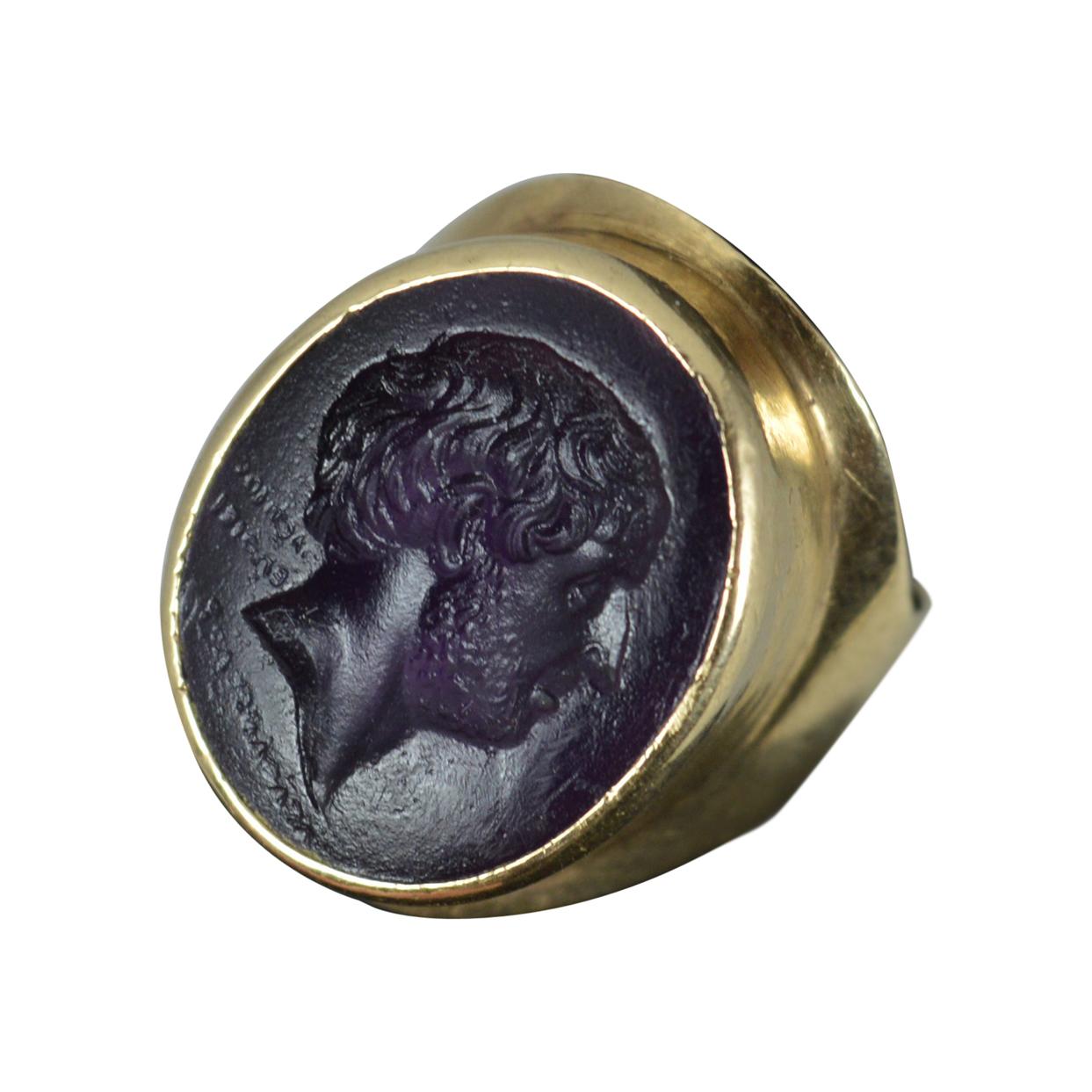 Georgian Memorial Ring with Painted Sepia Urn at 1stDibs