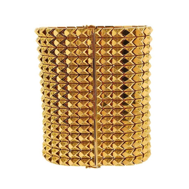 Impressive Gold Extra Wide Bracelet at 1stDibs
