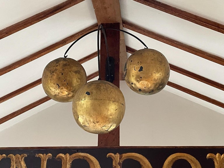 Impressive Huge 19th Century Pawnbroker Sign with Three Spheres Symbol ...