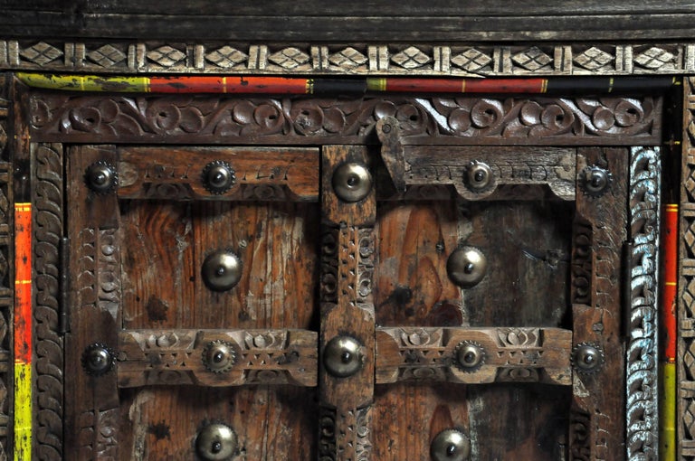 Impressive Indian Sideboard with Beautiful Colors and Carvings at 1stdibs