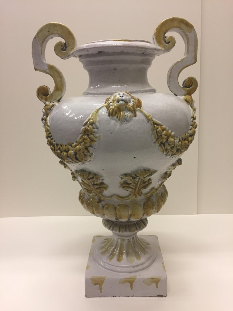 Impressive Italian Ceramic Urn with Lid at 1stDibs