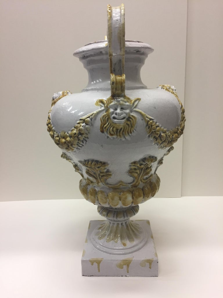 Impressive Italian Ceramic Urn with Lid at 1stDibs