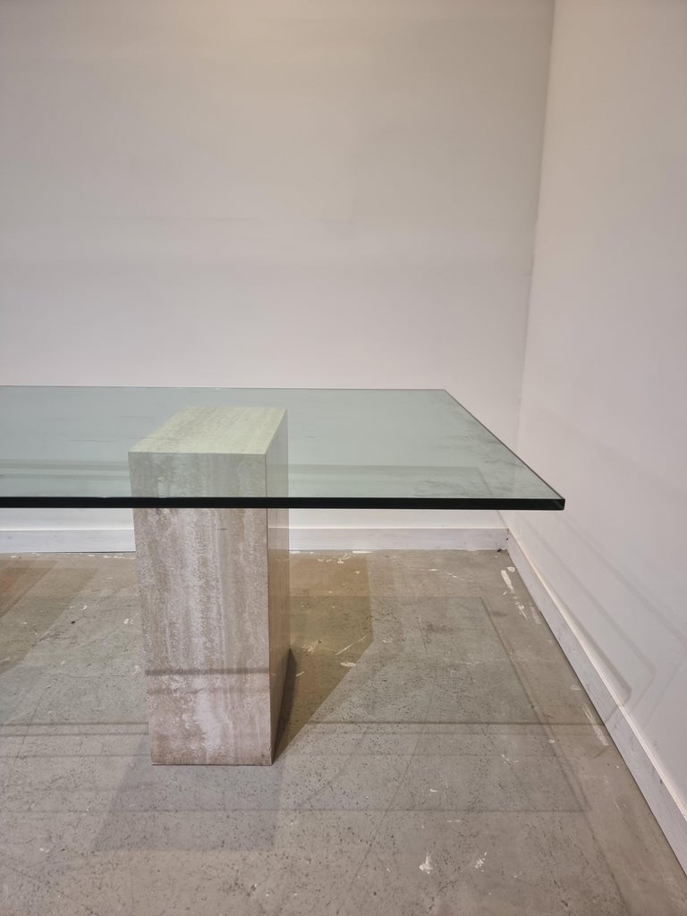 Impressive Italian Travertine Diningtable with Glass Top 1970s For Sale ...
