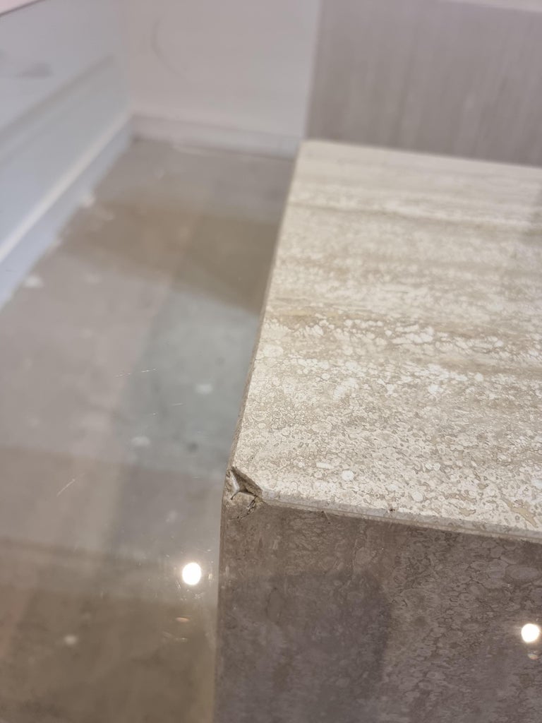 Impressive Italian Travertine Diningtable with Glass Top 1970s For Sale ...