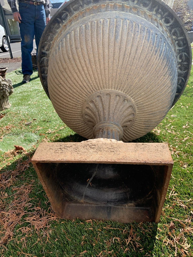 Impressive Large Antique Iron Urn Planter with Blue Green Patina at 1stDibs