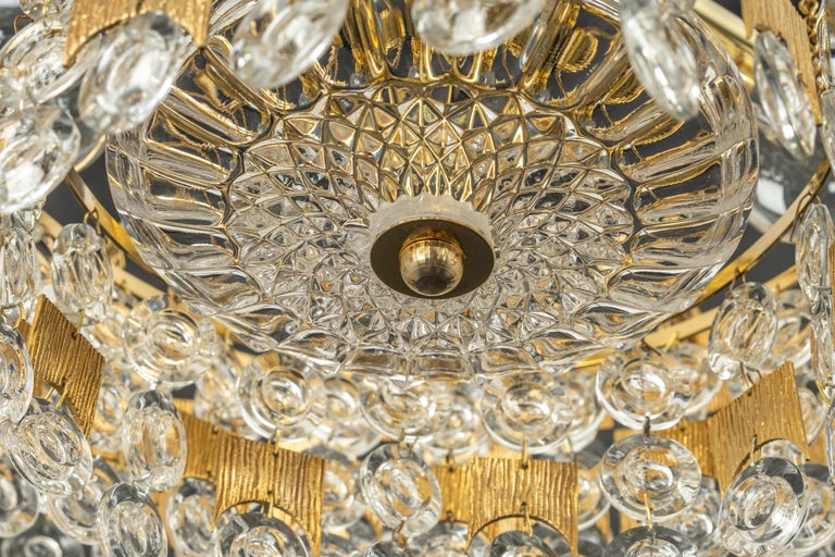 Impressive Large Gilt Brass and Crystal Glass Chandelier by Palwa ...
