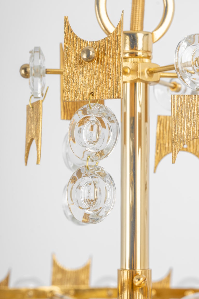 Impressive Large Gilt Brass and Crystal Glass Chandelier by Palwa ...