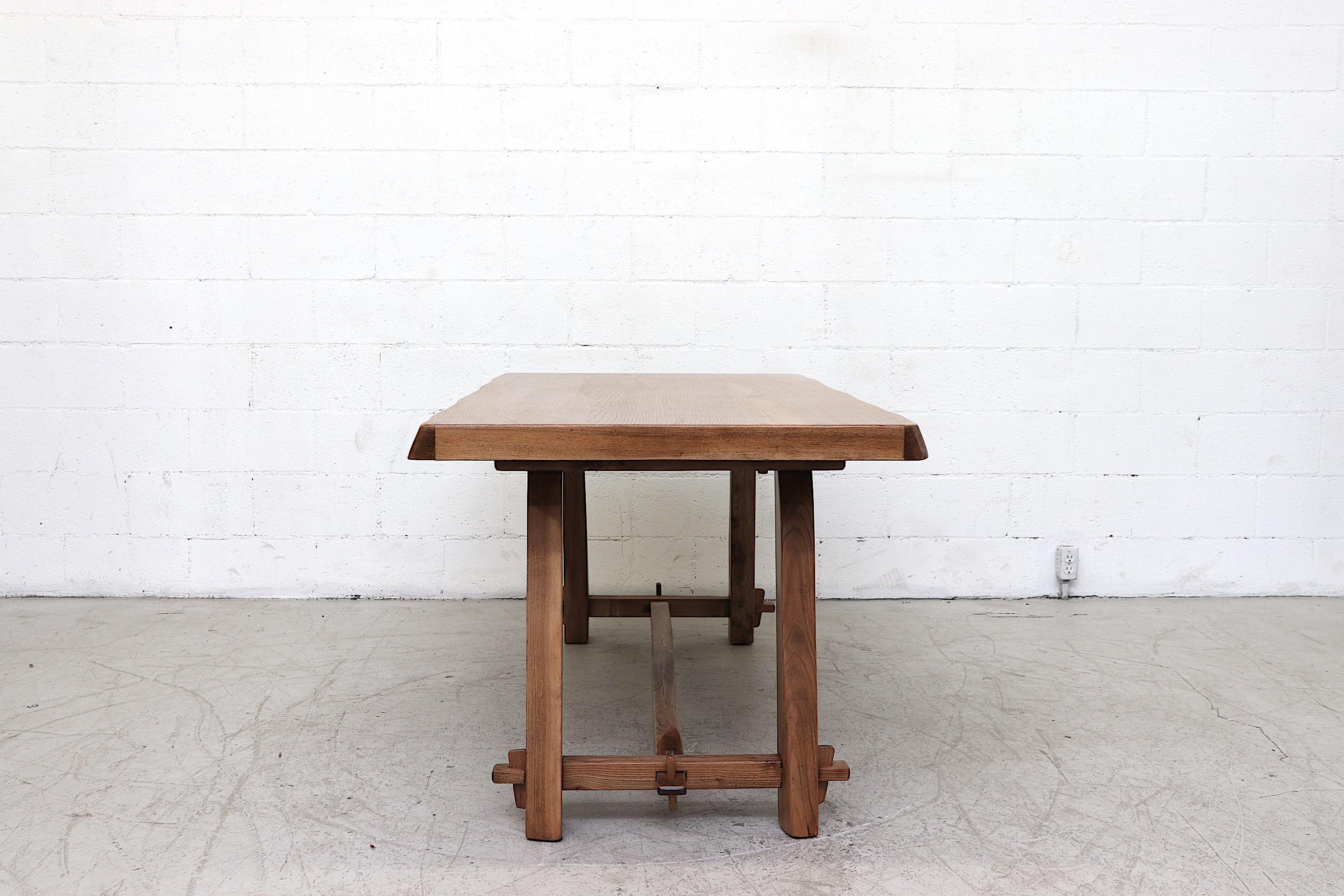 Impressive Live Edge Pecan Trestle Dining Table at 1stDibs