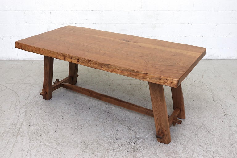 Impressive Live Edge Pecan Trestle Dining Table at 1stdibs