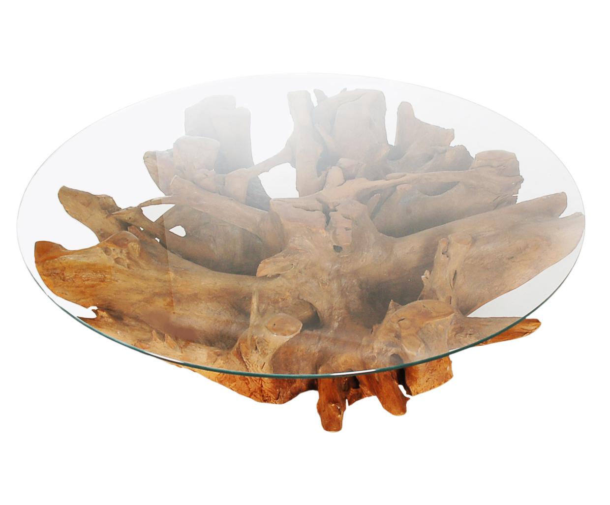 Impressive Midcentury Organic Modern Tree Root and Glass Round Cocktail ...