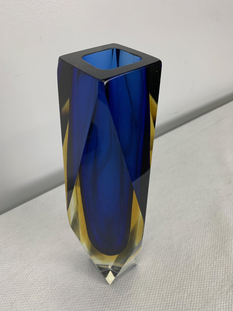 Impressive Murano Sommerso Multicolored Multi Faceted Vase Midcentury ...