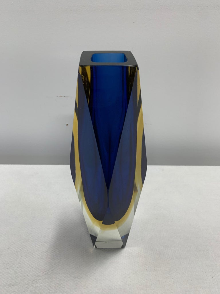Impressive Murano Sommerso Multicolored Multi Faceted Vase Midcentury ...