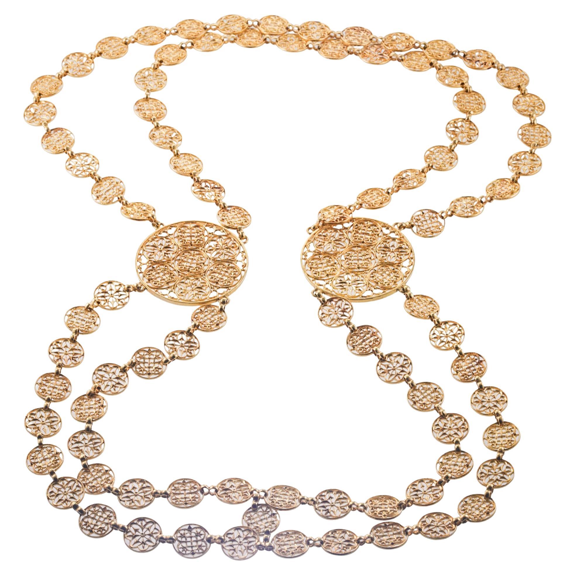 Impressive Openwork Filigree Long Necklace For Sale at 1stDibs