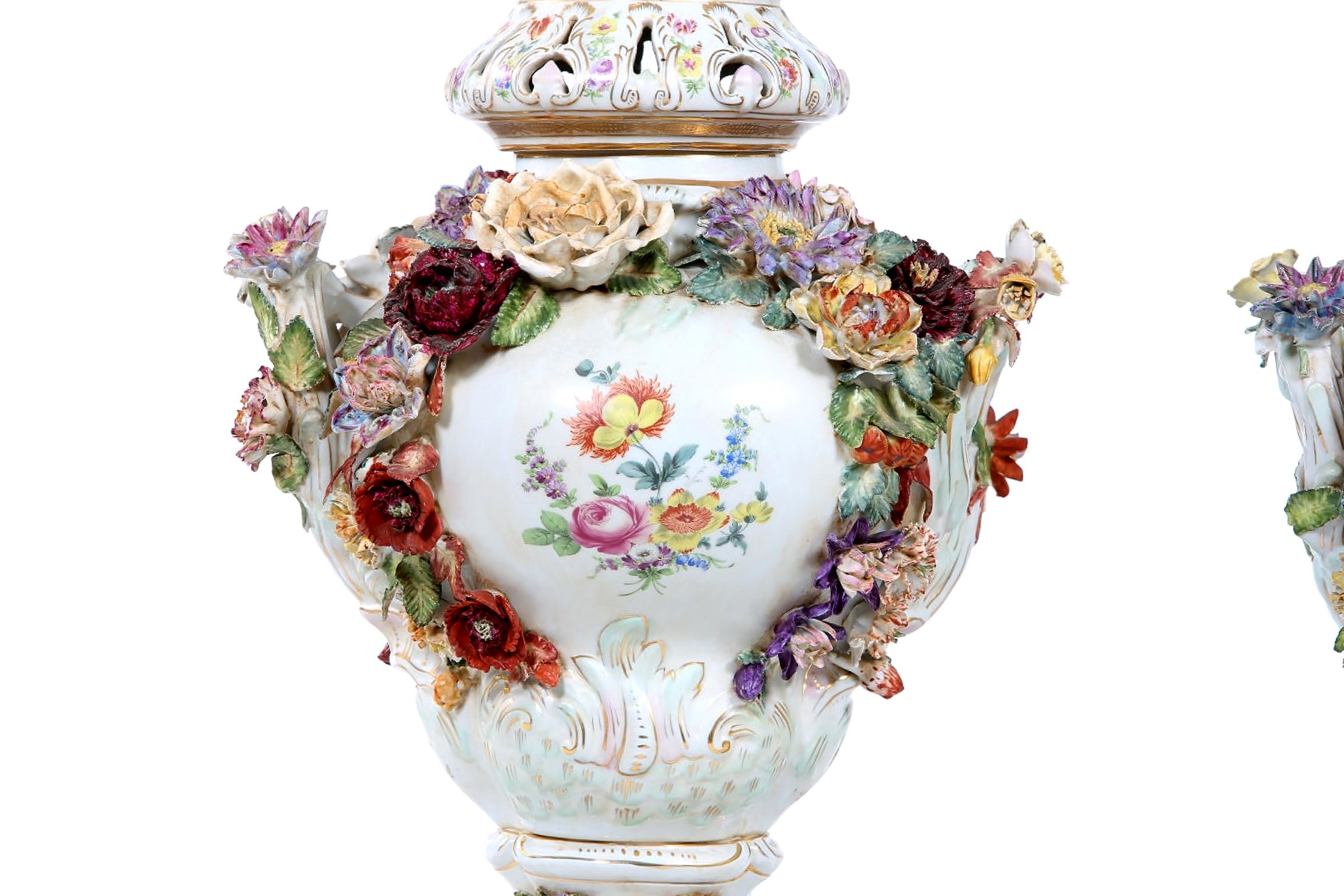 Impressive Pair German Porcelain Covered Urn / Centerpieces at 1stDibs