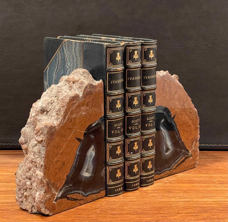 Impressive Pair of Banded Agate Bookends For Sale at 1stDibs