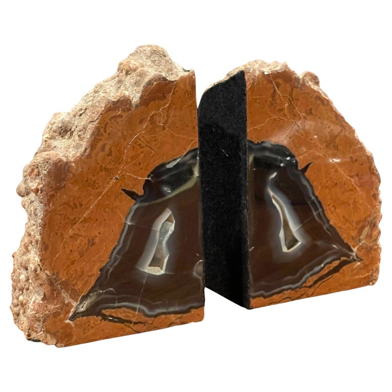 Impressive Pair of Banded Agate Bookends For Sale at 1stDibs