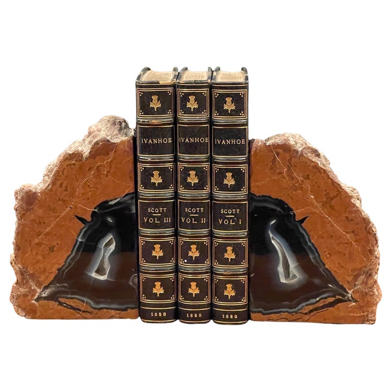 Impressive Pair of Banded Agate Bookends For Sale at 1stDibs