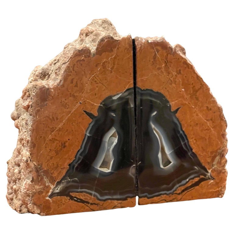 Impressive Pair of Banded Agate Bookends For Sale at 1stDibs