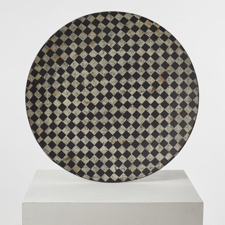 Impressive Pair of Decorative Wooden Plates with Chequered Design, 20th ...