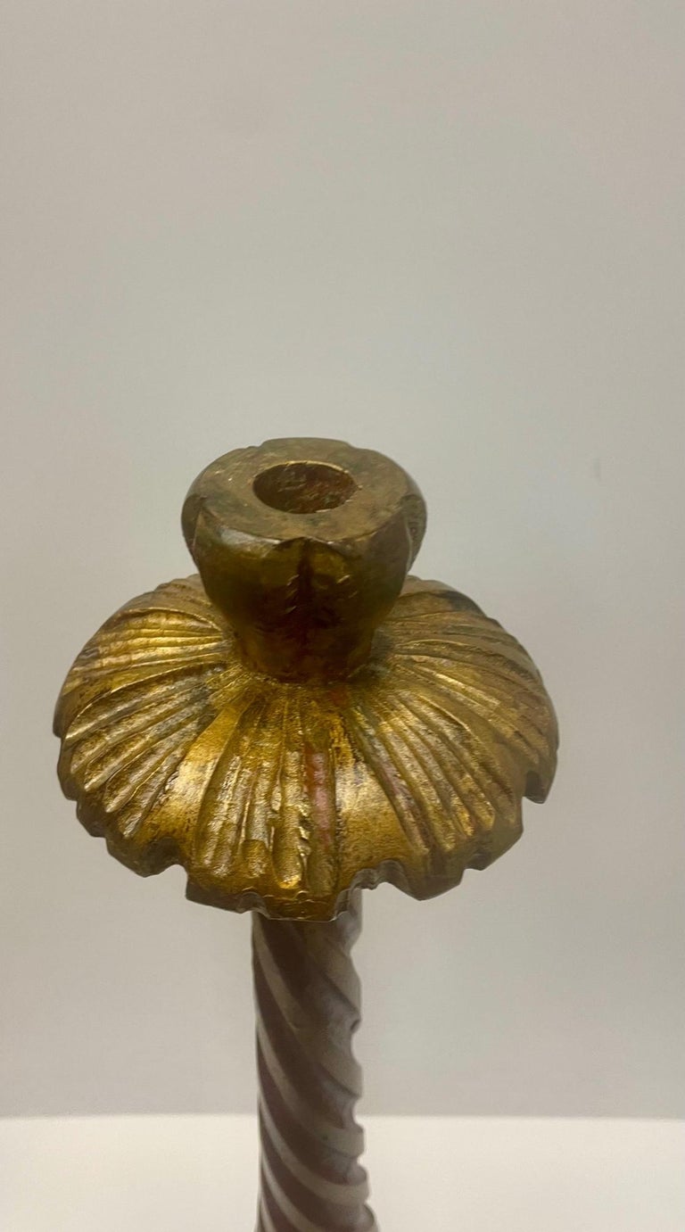 Impressive Pair of Monumental Carved Wood Italian Candlesticks with ...