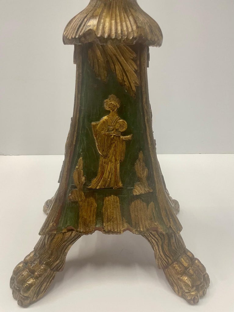 Impressive Pair of Monumental Carved Wood Italian Candlesticks with ...