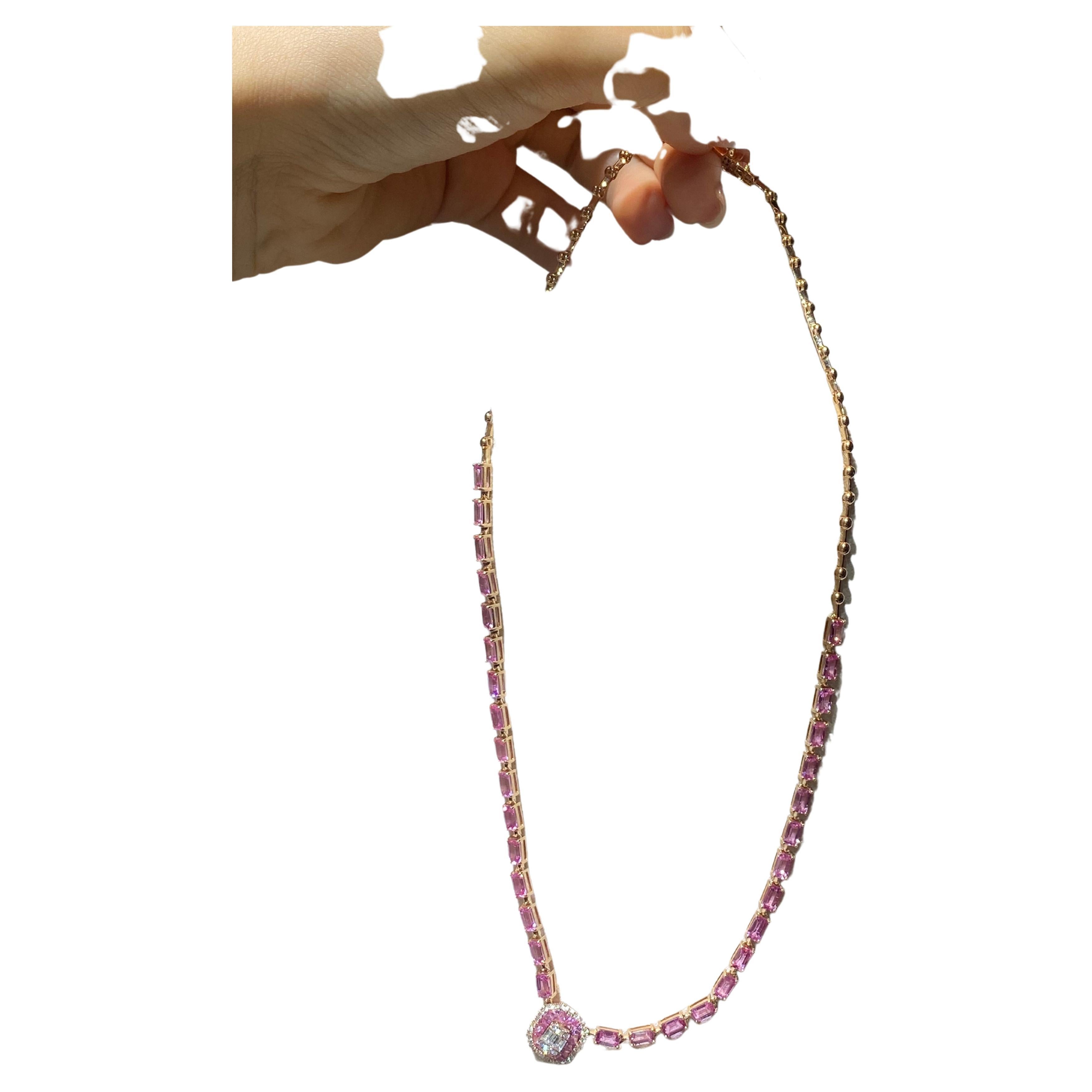 Antique Pink Sapphire Link Necklaces - 28 For Sale at 1stDibs
